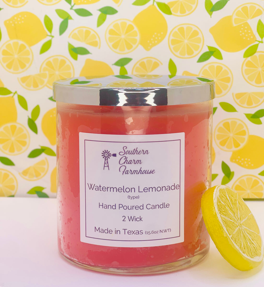 Watermelon Lemonade, 2 Wick Candle- Sweet & Fresh Scent/ Southern Charm ...